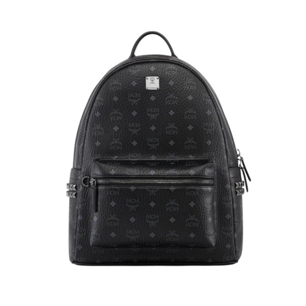 Mcm Small Stark Side Studs Backpack In Visetos Black - Gem
